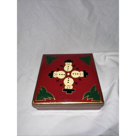 Fireside | Holiday | 6 Fireside Lacquerware Snowman Coaster Set Black ...